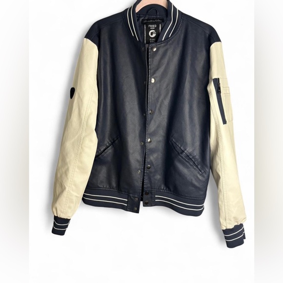 Fried Denim | Jackets & Coats | Mens Varsity Jacket Navy And Cream ...